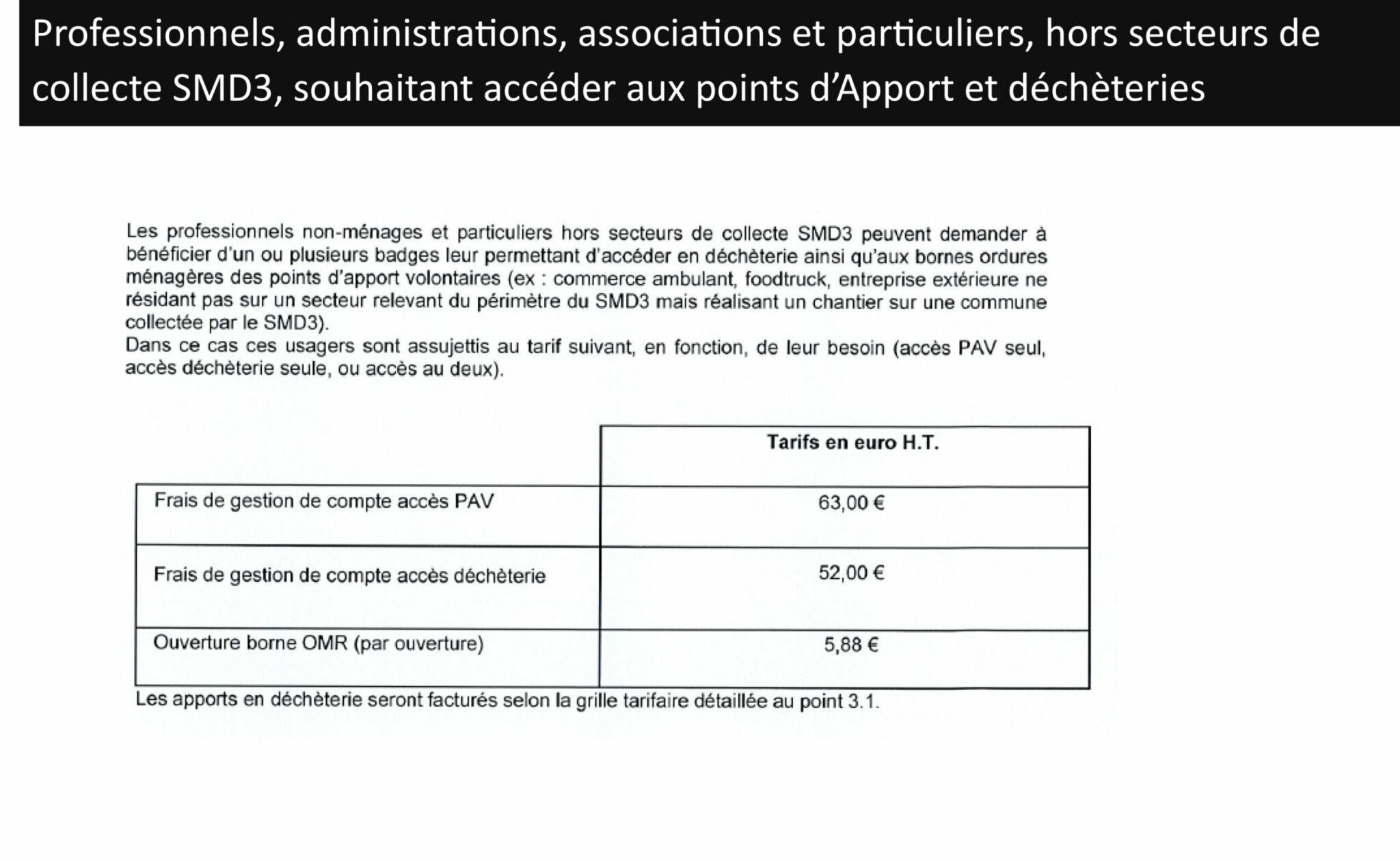Tarifs et facturation 2025 - SMD3 : Collecte, transport et traitement ...