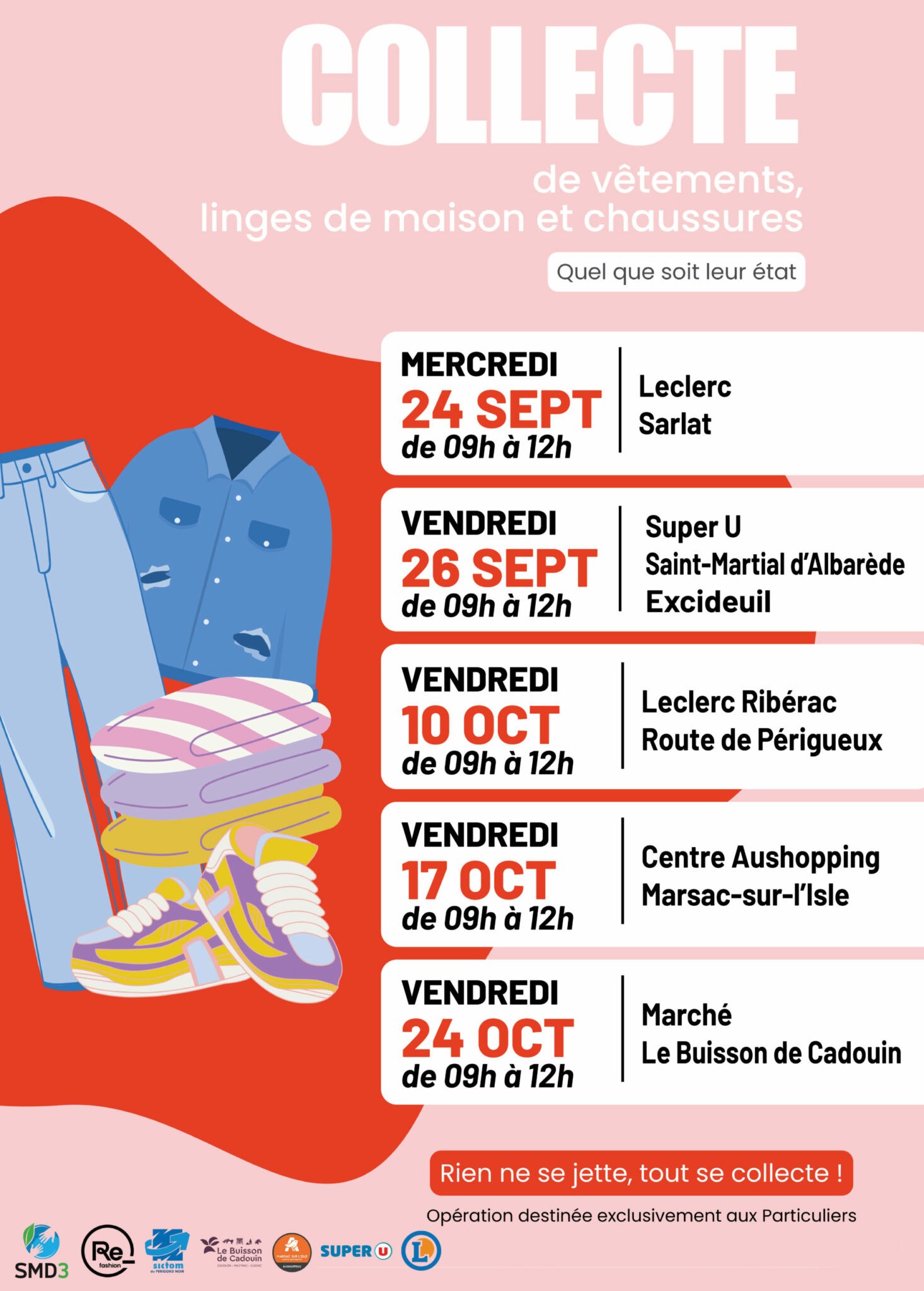 Septembre et octobre : Collectes événementielles textiles, linge de ...